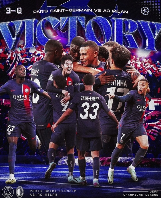 이강인 PSG-UCL 데뷔골! 동료들 번쩍 들어 축하했다, 홈팬들도 이름 연호→'평점 7.5' 폭풍활약