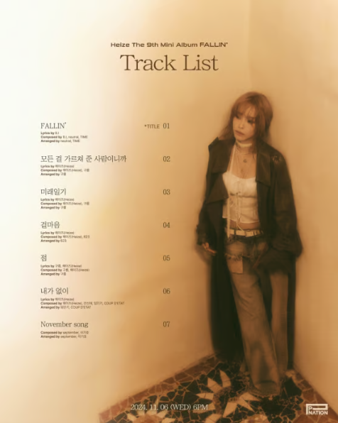 Heize, "Fallin'" Tracklist Revealed
