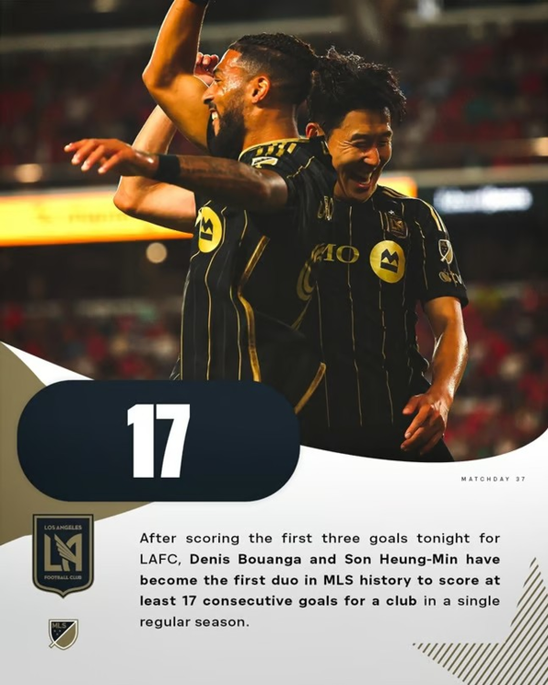 MLS 최초→흥부 듀오 6경기 17골 독식! 메시·수아레즈도 못한 기록